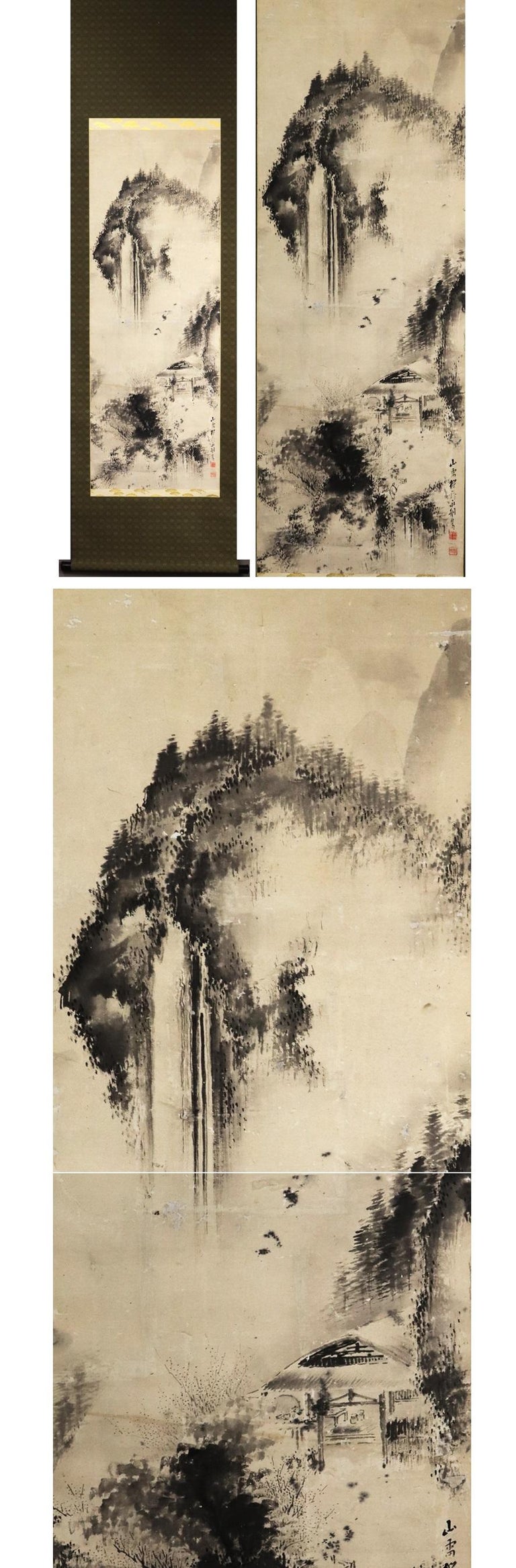 Nihonga Landcape Scene Meiji Period Scroll Japan 19c Artist Eicho Kano ...