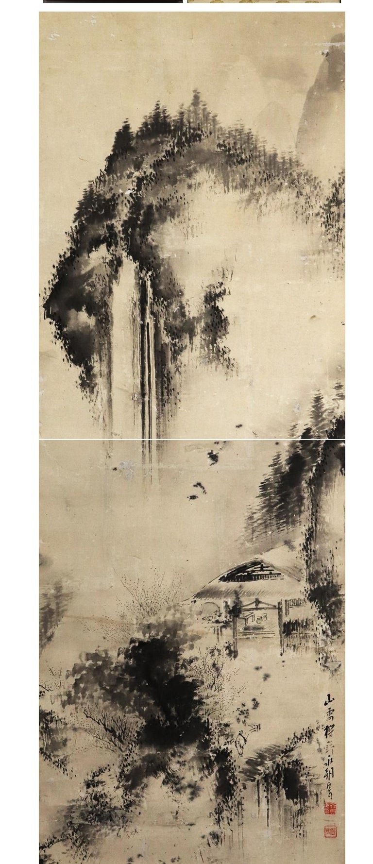Nihonga Landcape Scene Meiji Period Scroll Japan 19c Artist Eicho Kano ...