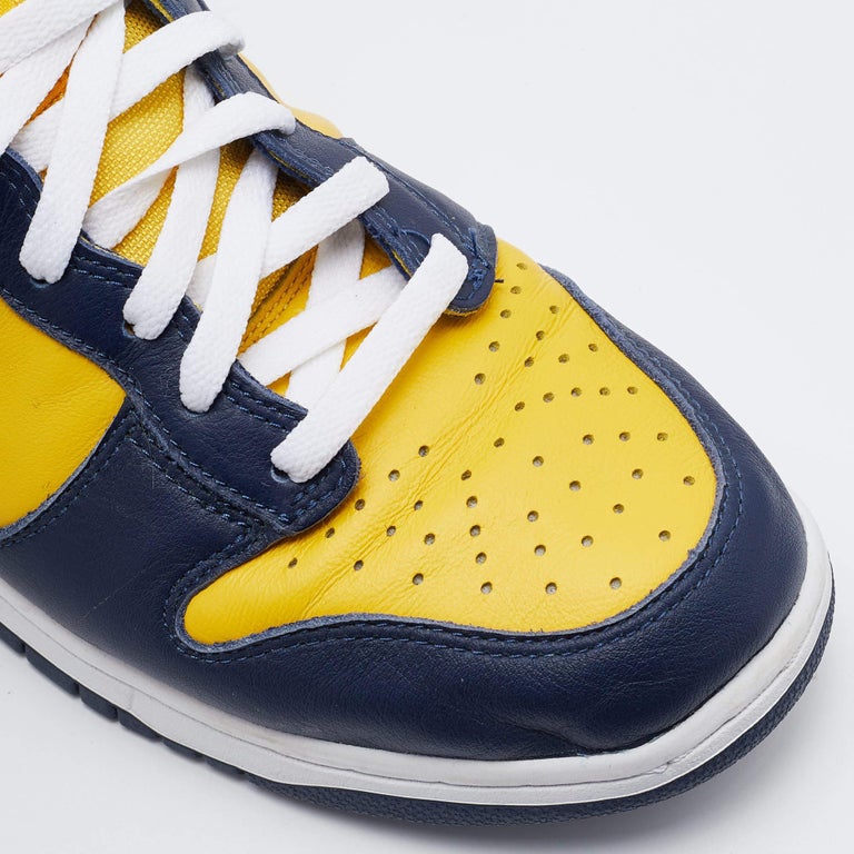 Nike Blue/Yellow Leather Dunk Michigan High Top Sneakers Size 45 For ...