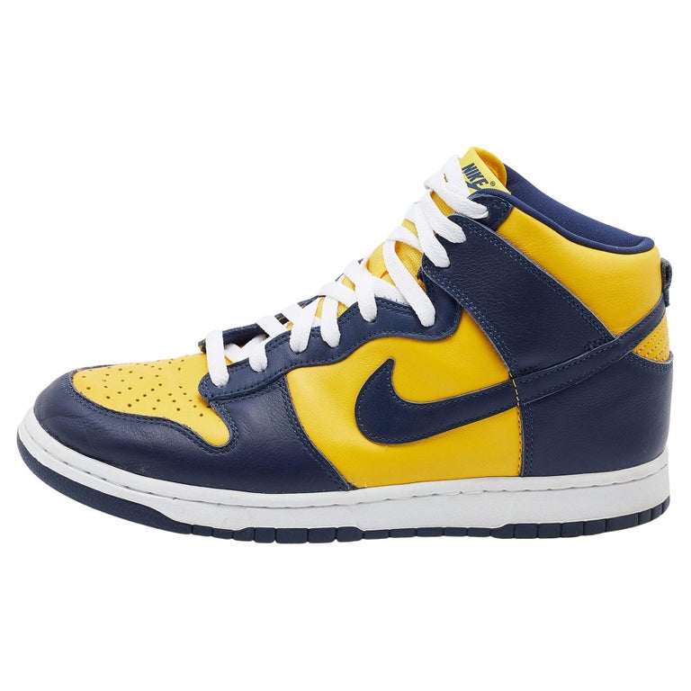 Nike Blue/Yellow Leather Dunk Michigan High Top Sneakers Size 45 For ...