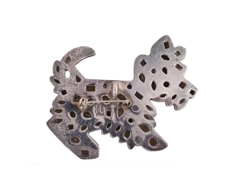 Niki Butler India Sterling Silver Terrier Brooch For Sale at 1stDibs