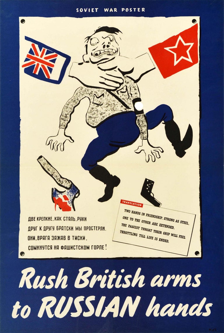 Nikolai Radlov - Original Vintage WWII Poster Rush British Arms To ...