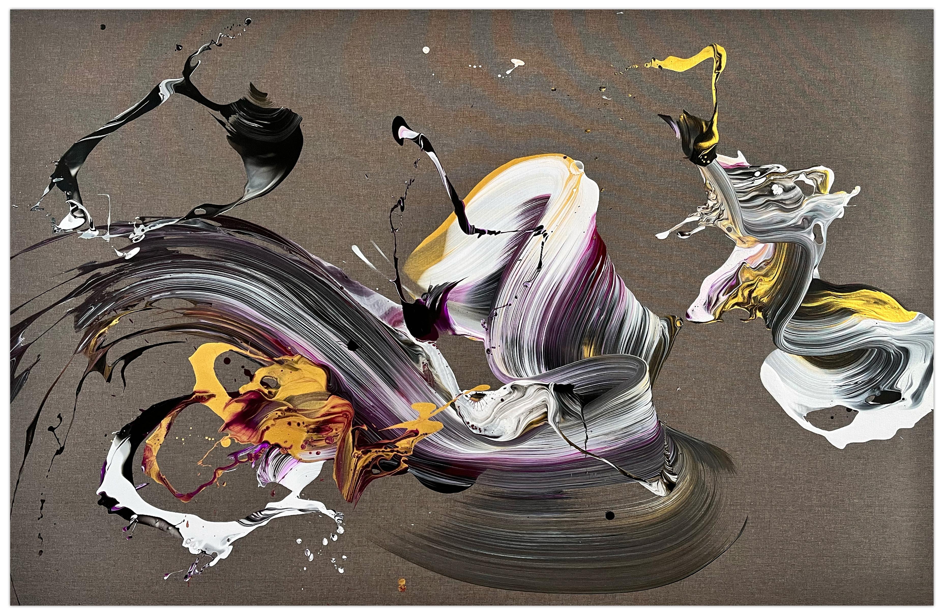 Nikolaos Schizas - Un Flor De Oro (Abstract painting) For Sale at 1stDibs