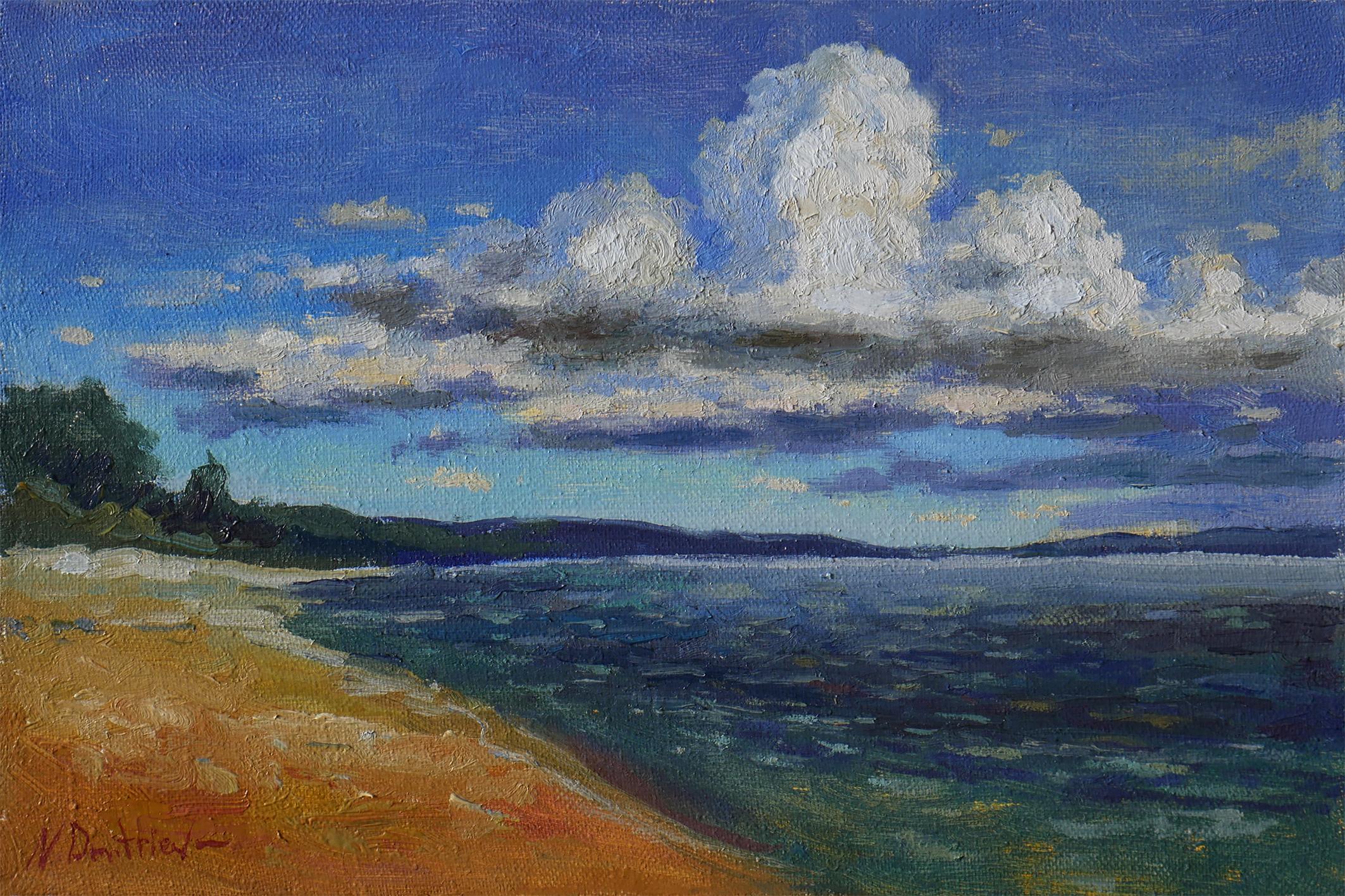 Nikolay Dmitriev - Clouds and Sea - sea landscape painting For Sale at ...
