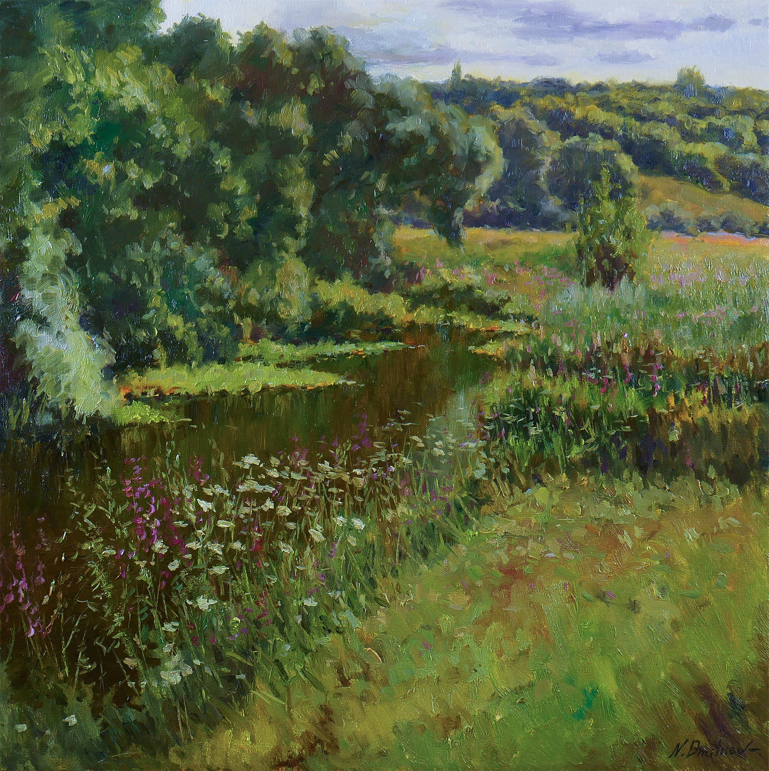 Nikolay Dmitriev - The Hot Summer Day - sunny summer landscape painting ...