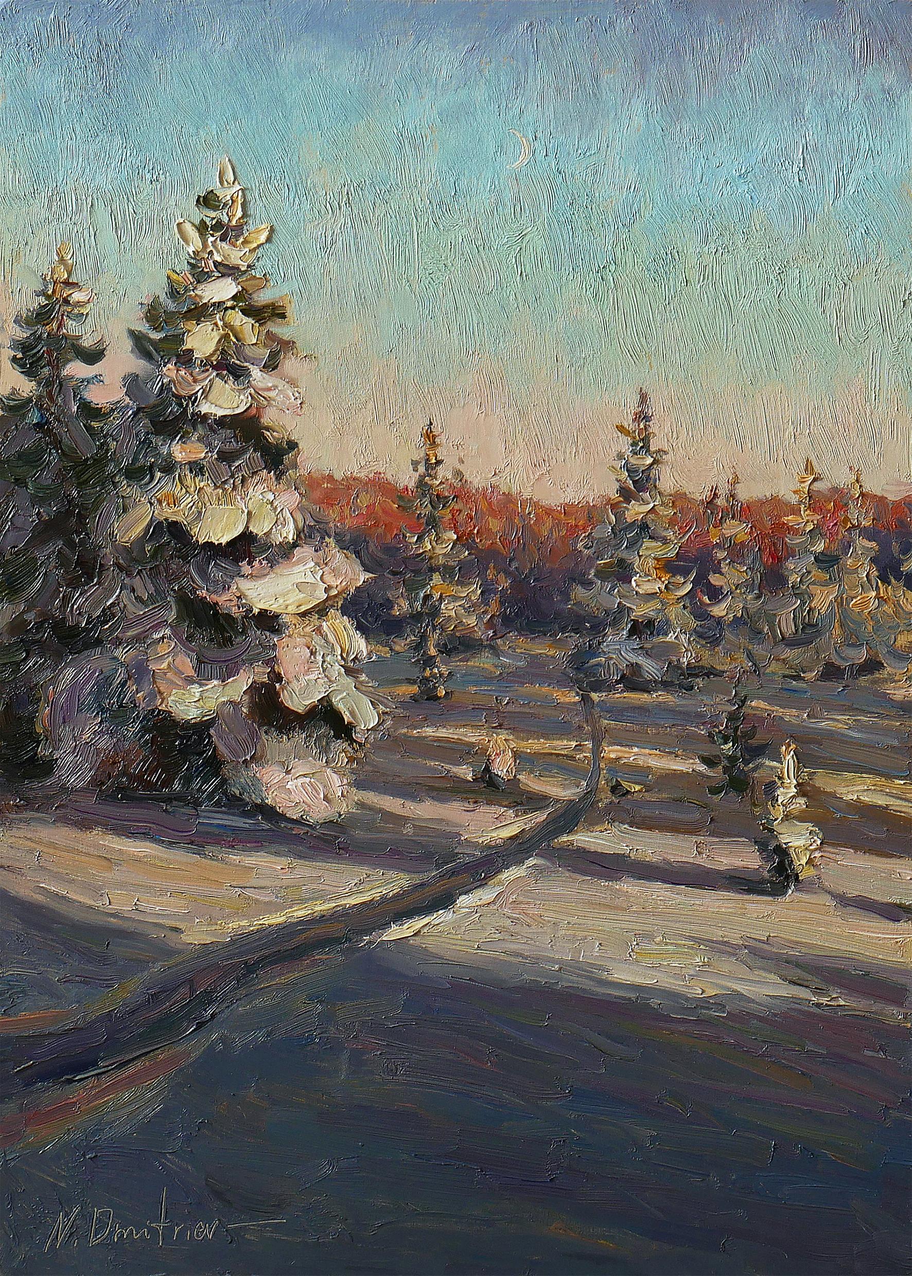 Nikolay Dmitriev - The March Yard - sunny snowy landscape painting For ...