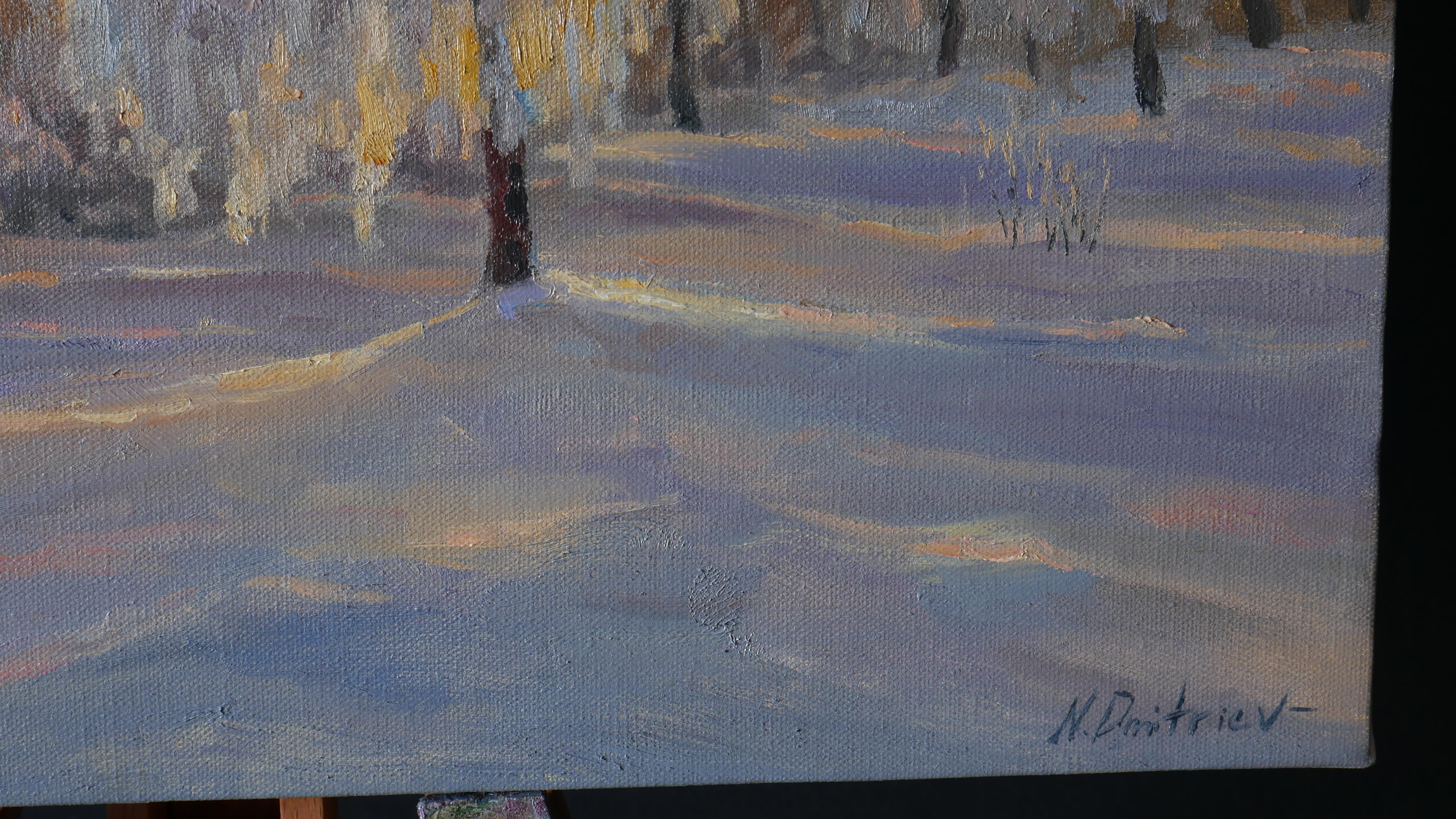 Nikolay Dmitriev - Winter Sunlight - sunny winter landscape painting at ...
