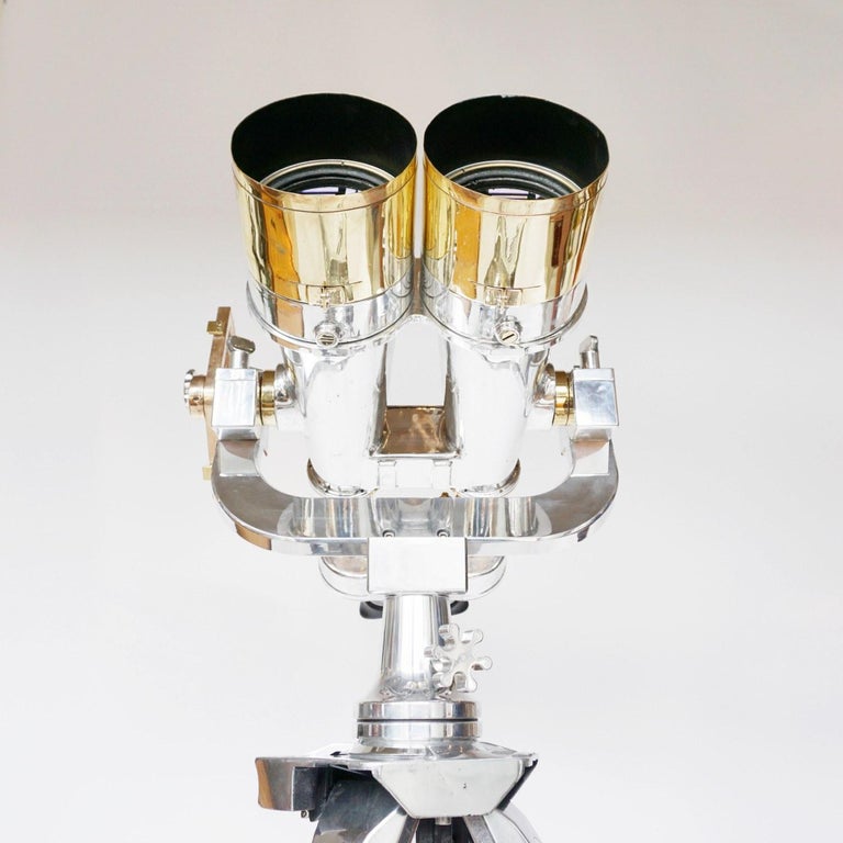 Nikon 20x120 WW11 Naval Binoculars Chromed Metal and Brass at 1stDibs