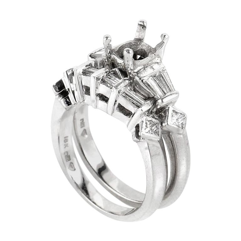 Nili Platinum and 18 Karat White Gold Bridal Mounting Set For Sale at ...