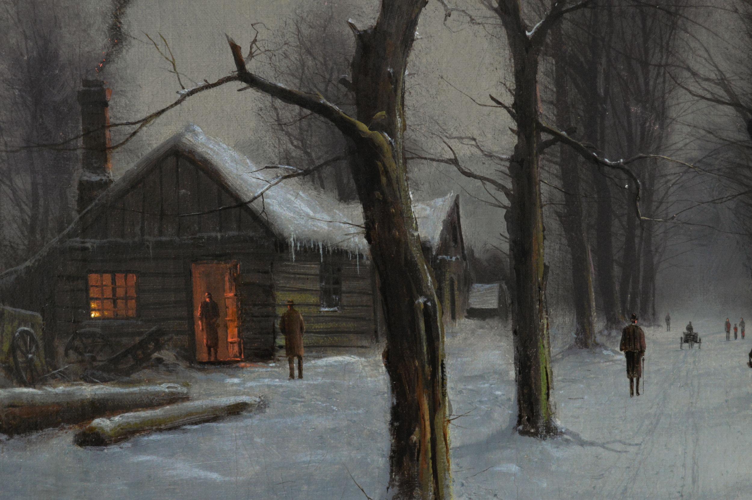 Nils Hans Christiansen - 19th Century winter landscape oil painting of ...