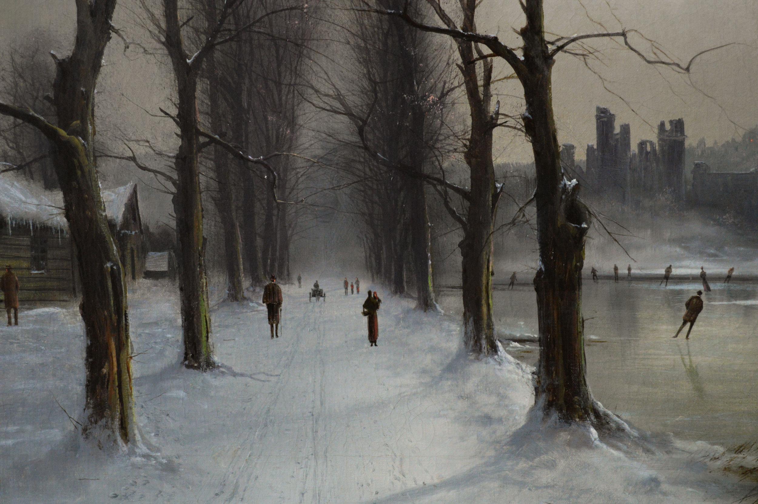 Nils Hans Christiansen - 19th Century winter landscape oil painting of ...