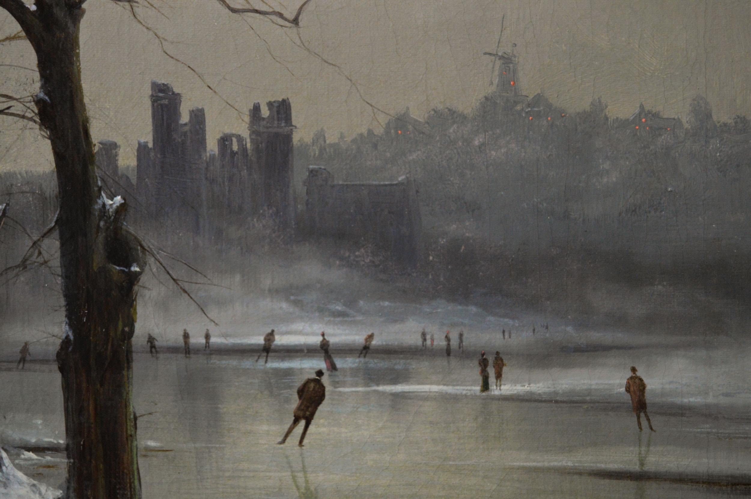 Nils Hans Christiansen - 19th Century winter landscape oil painting of ...