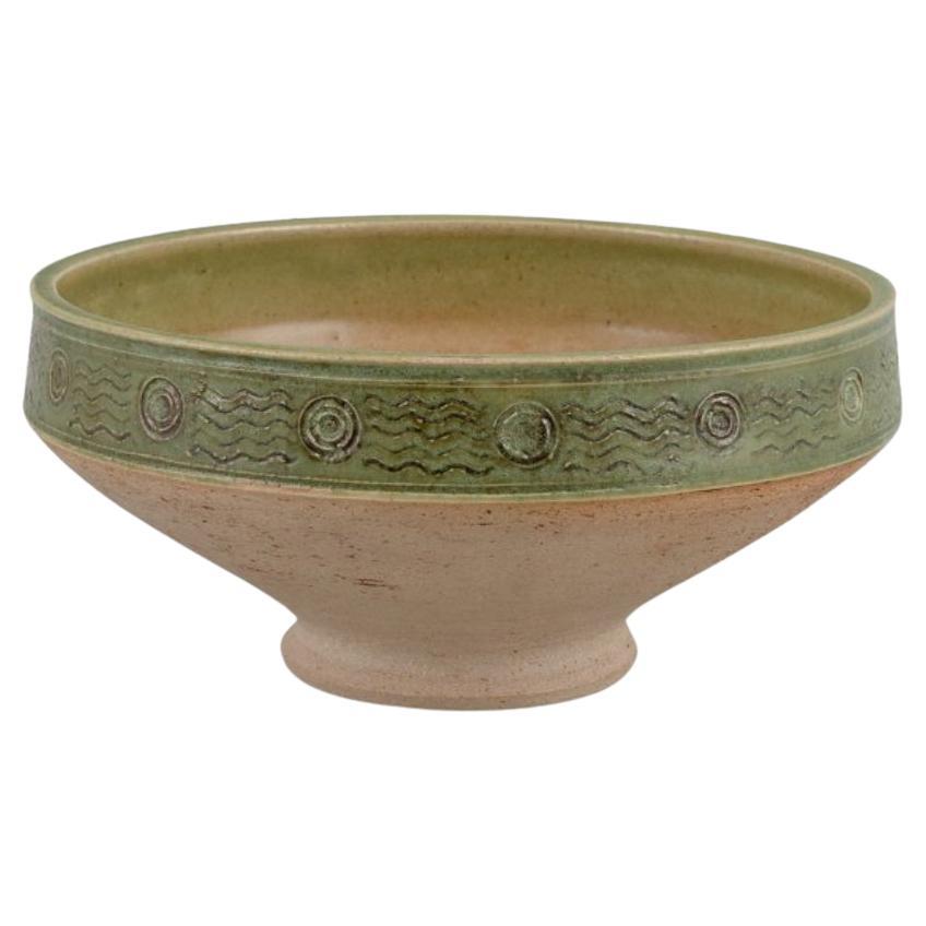 Chris Staley, Large Bowl with Irregular Shape and Partly Green Crackled ...