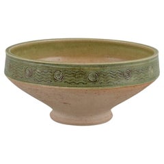 Chris Staley, Large Bowl with Irregular Shape and Partly Green Crackled ...