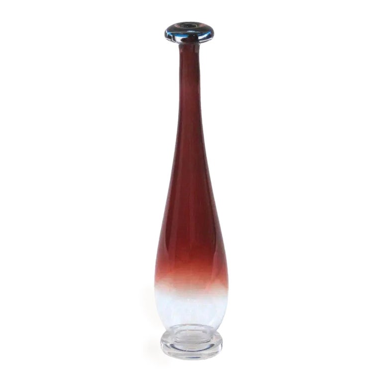 Nils Landberg Red Expo Tulip Vase, Orrefors Glassworks, circa 1950s For ...