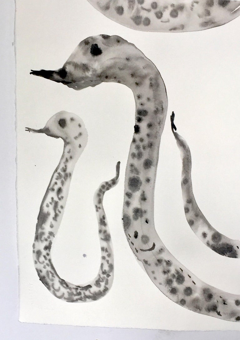 Nina Bovasso - Black and White Snakes ink on Watercolor Paper For Sale ...