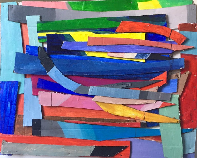 Nina Bovasso - Colorful Painted Cardboard Collage on Canvas Pile in ...