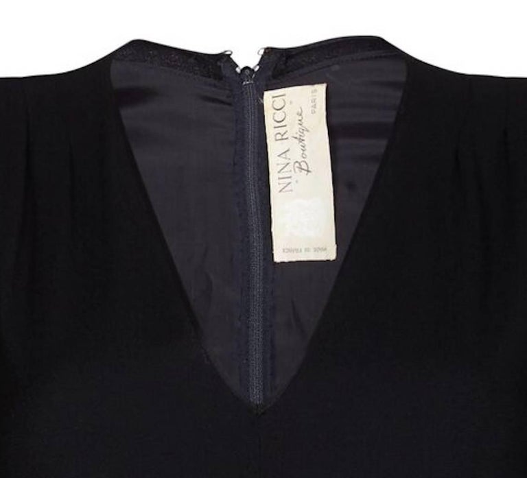 Nina Ricci 1980s Black Wool and Silk Cocktail Dress For Sale at 1stDibs