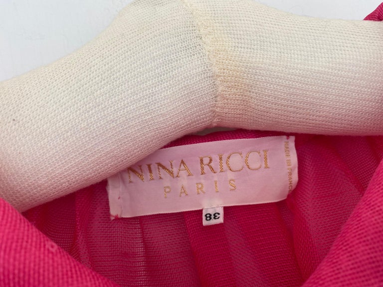 Nina Ricci 1980s Pink Silk Trapeze Coat with Bow For Sale at 1stDibs