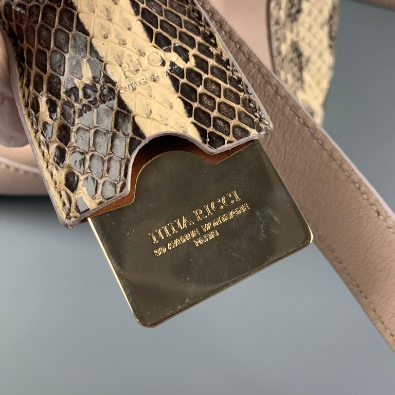 NINA RICCI Beige Brown Mixed Leathers Calfskin Satchel Handbag For Sale ...