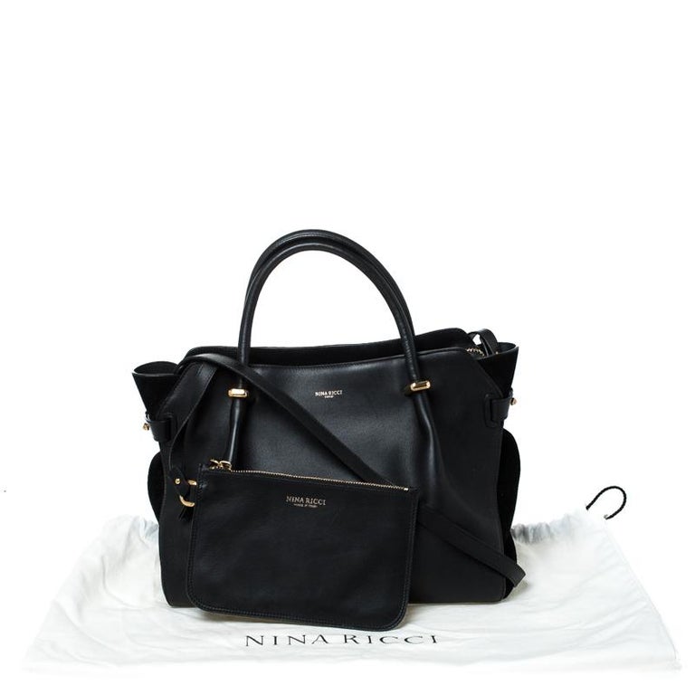 Nina Ricci Black Leather and Suede Medium Marche Tote For Sale at 1stDibs