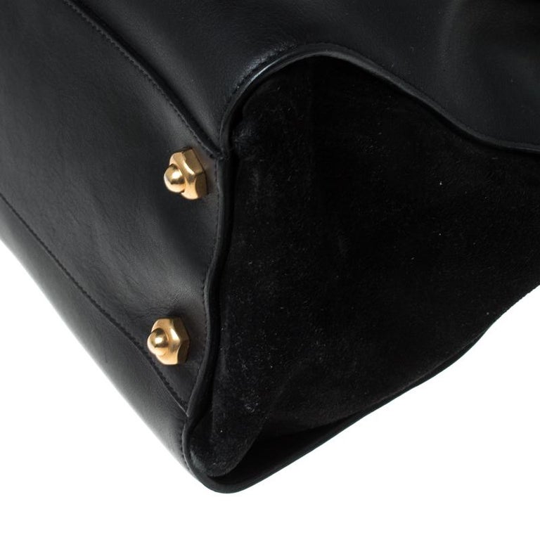 Nina Ricci Black Leather and Suede Medium Marche Tote For Sale at 1stDibs