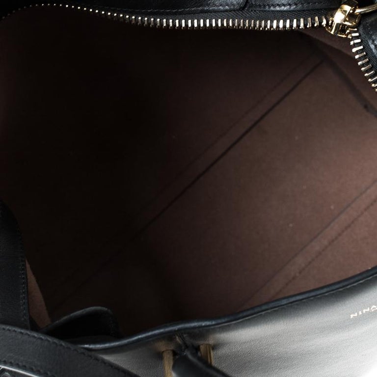 Nina Ricci Black Leather and Suede Medium Marche Tote For Sale at 1stDibs