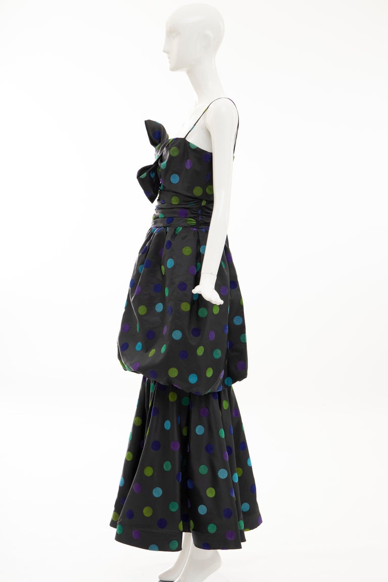 Nina Ricci Black Taffeta Velveteen Polka Dots Evening Dress, Circa ...