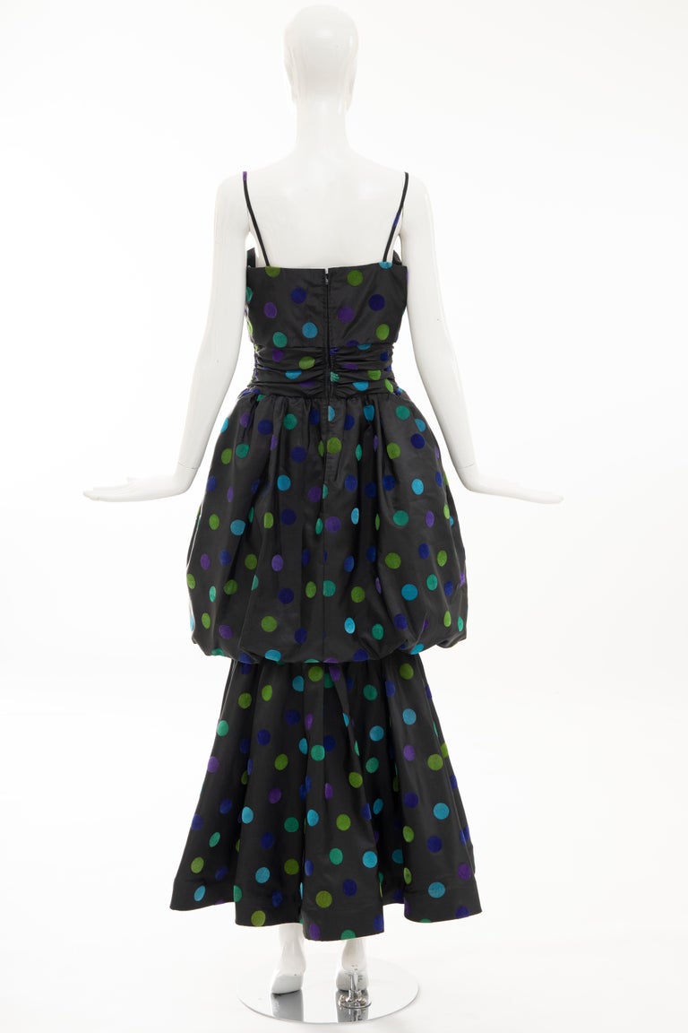 Nina Ricci Black Taffeta Velveteen Polka Dots Evening Dress, Circa ...
