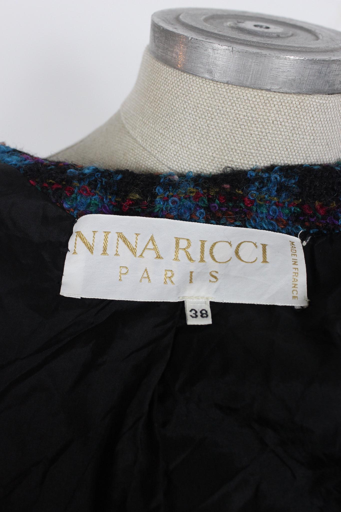 Nina Ricci Blue Wool Boucle Coat Vintage 80s at 1stDibs