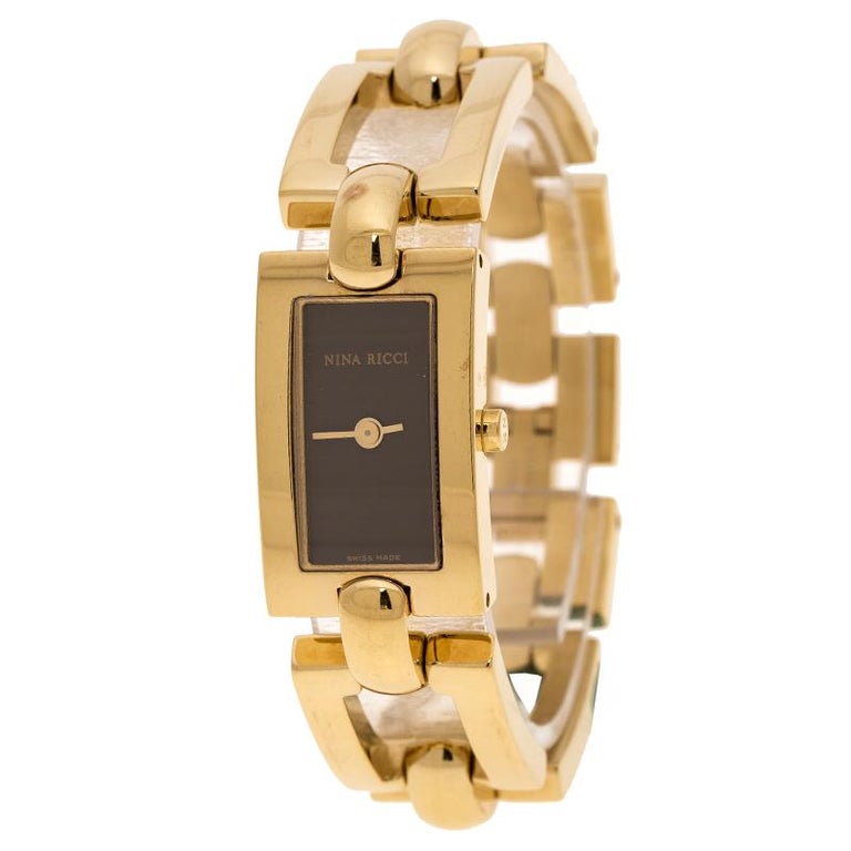Nina Ricci Brown Dial Gold Plated Stainless Steel Women's Wristwatch 16 ...