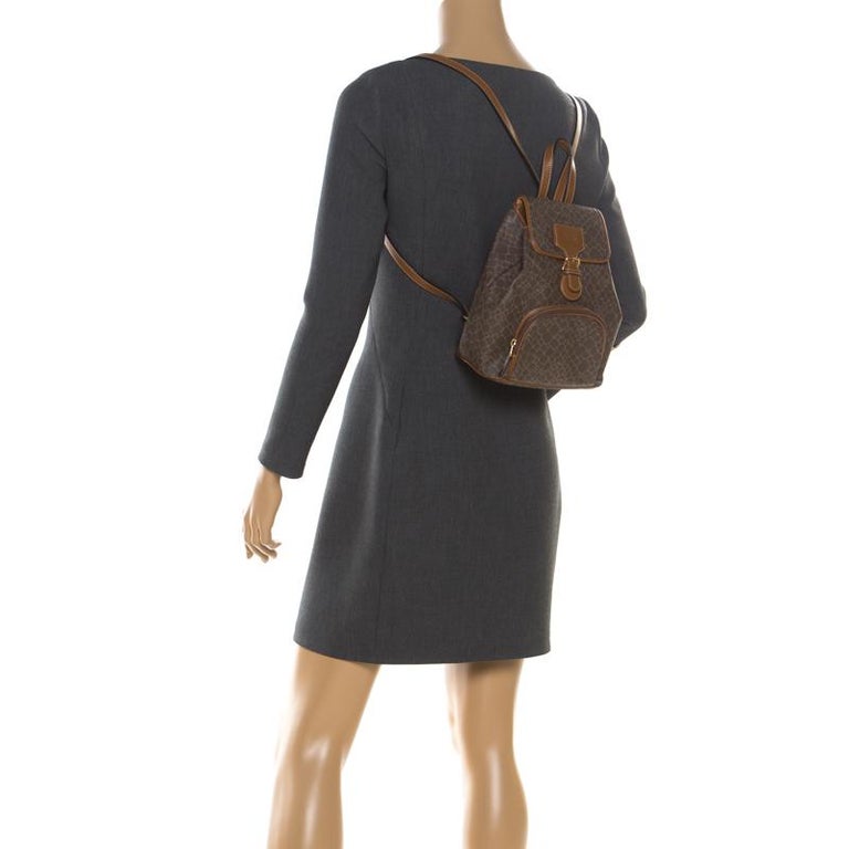 Nina Ricci Brown Print Coated Canvas and Leather Flap Backpack For Sale ...