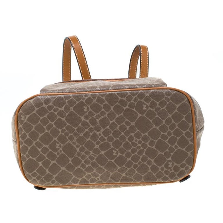 Nina Ricci Brown Print Coated Canvas and Leather Flap Backpack For Sale ...