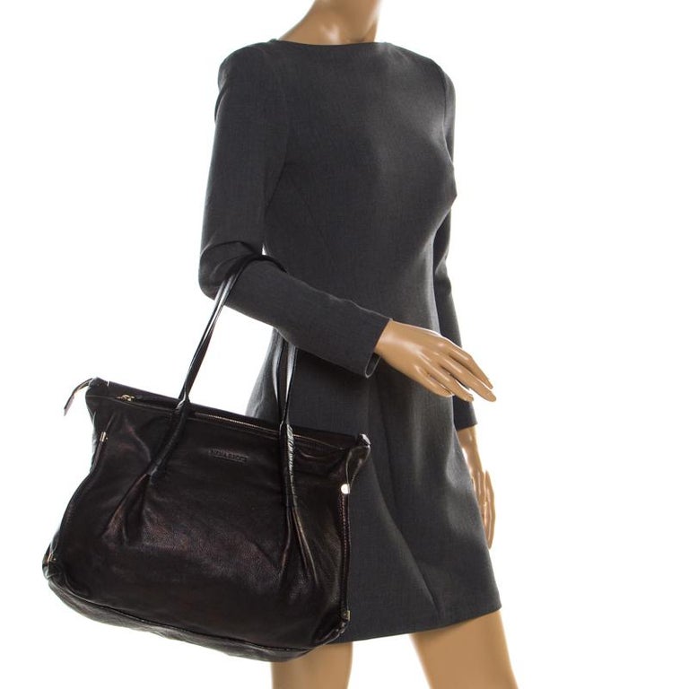 Nina Ricci Metallic Black Leather Ondine Zip Tote at 1stDibs