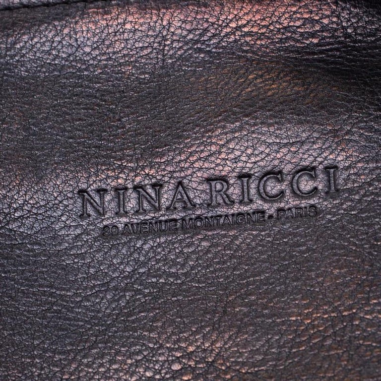 Nina Ricci Metallic Black Leather Ondine Zip Tote at 1stDibs