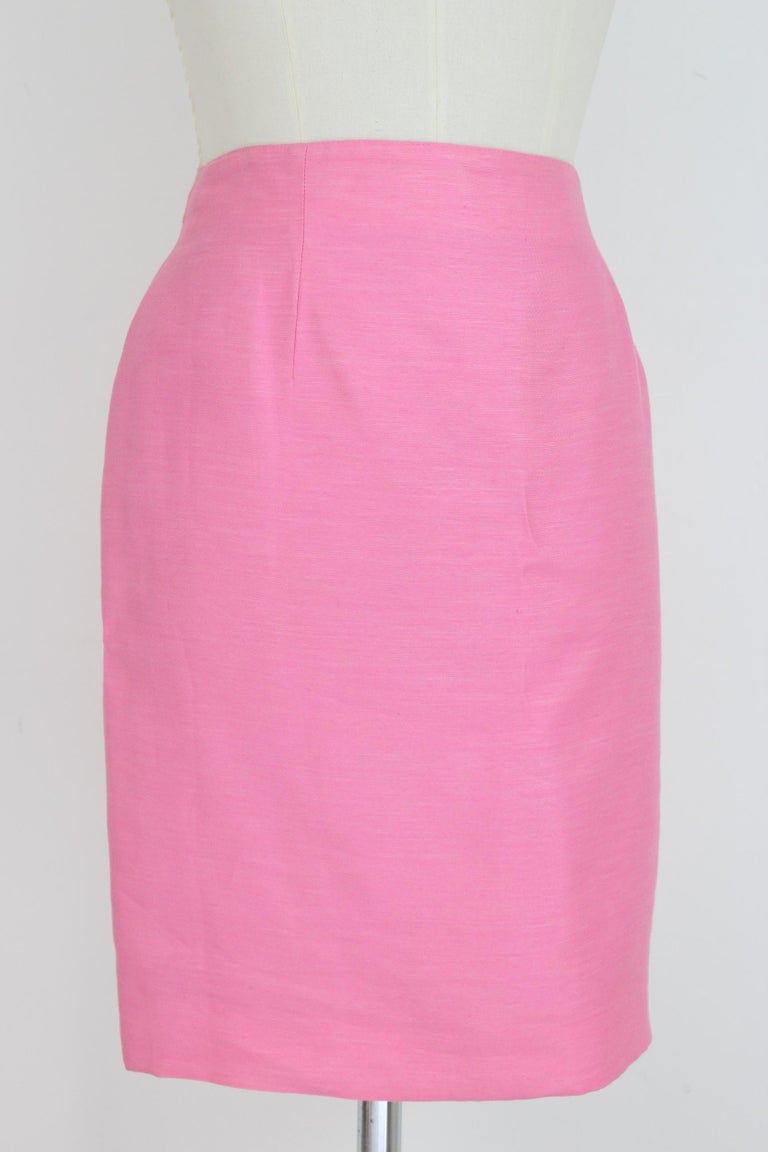 Nina Ricci Pink White Silk Pinstripe Evening Cocktail Skirt Suit and ...