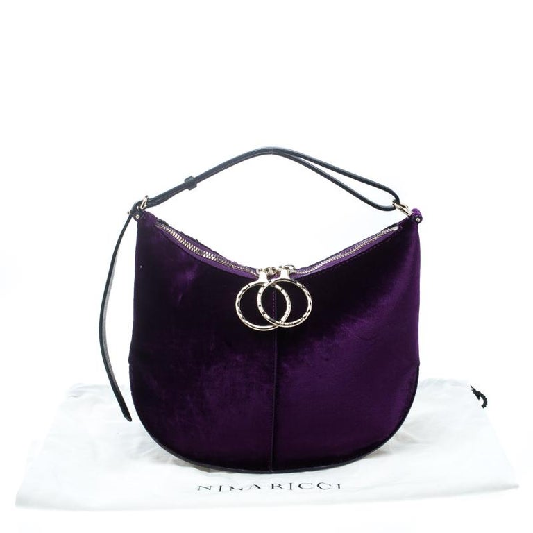 Nina Ricci Purple Velvet Kuti Hobo For Sale at 1stDibs