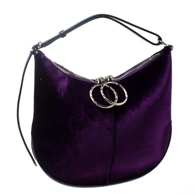 Nina Ricci Purple Velvet Kuti Hobo For Sale at 1stDibs