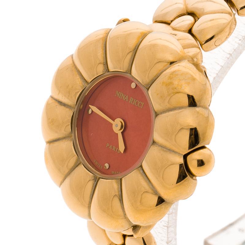 Nina Ricci Red Gold Tone SM 983 Women's Wristwatch 25 MM For Sale at ...