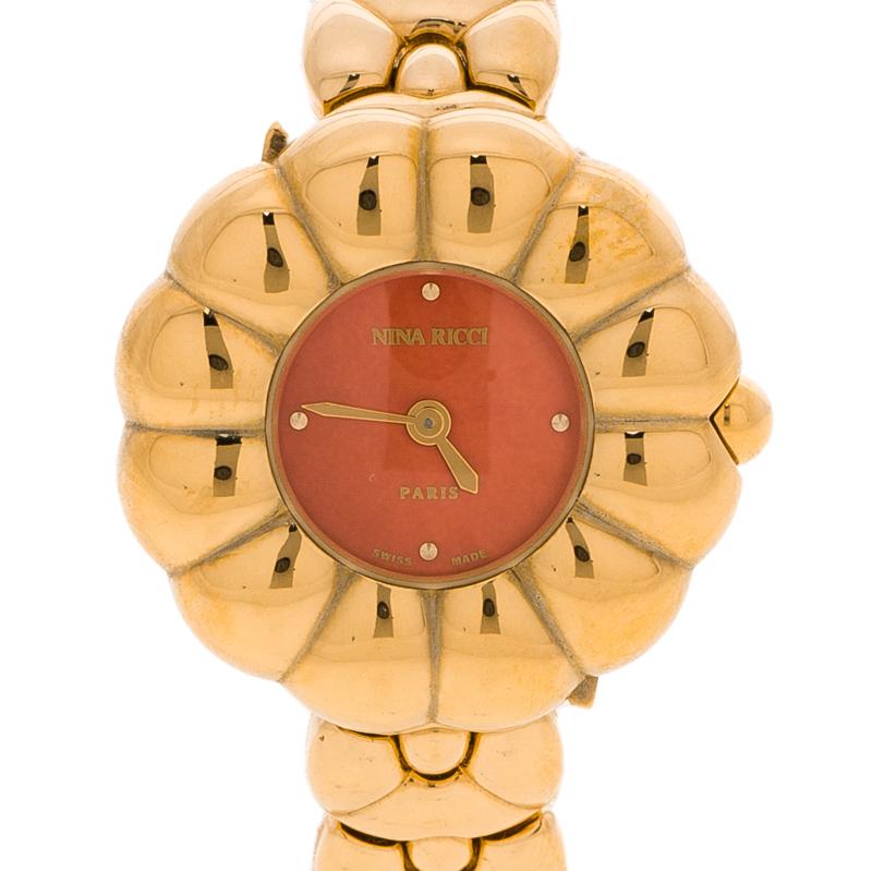 Nina Ricci Red Gold Tone SM 983 Women's Wristwatch 25 MM For Sale at ...