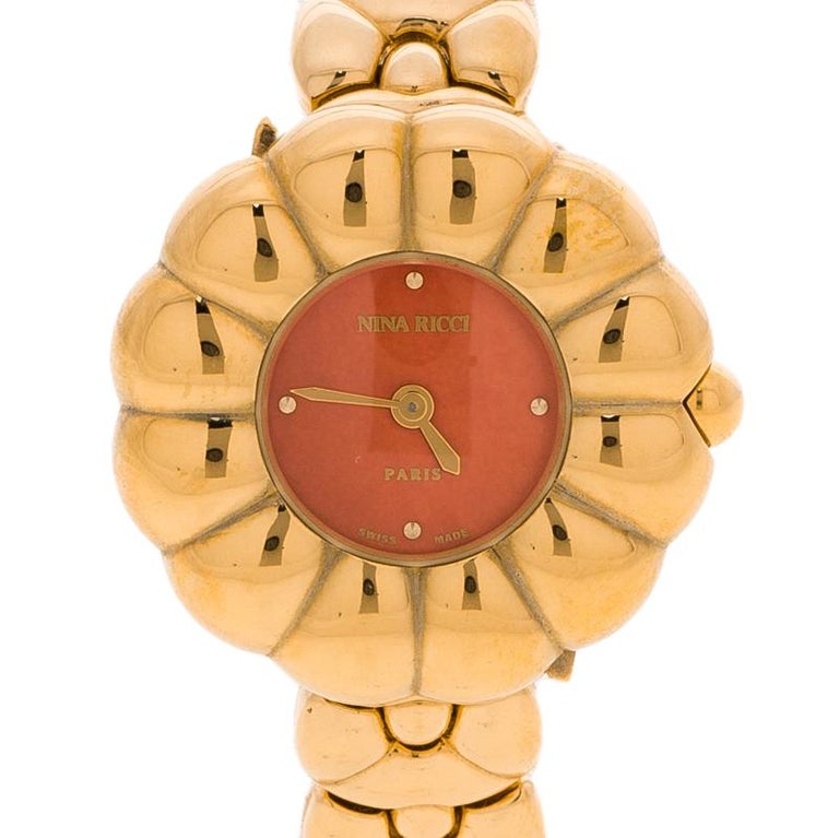 Nina Ricci Red Gold Tone SM 983 Women's Wristwatch 25 MM For Sale at ...