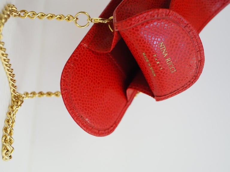Nina Ricci red small shoulder bag handbag For Sale at 1stDibs