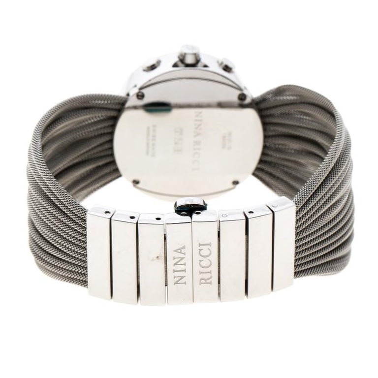 Nina Ricci Silver White Diamonds N021.15 Chronograph Women's Wristwatch ...