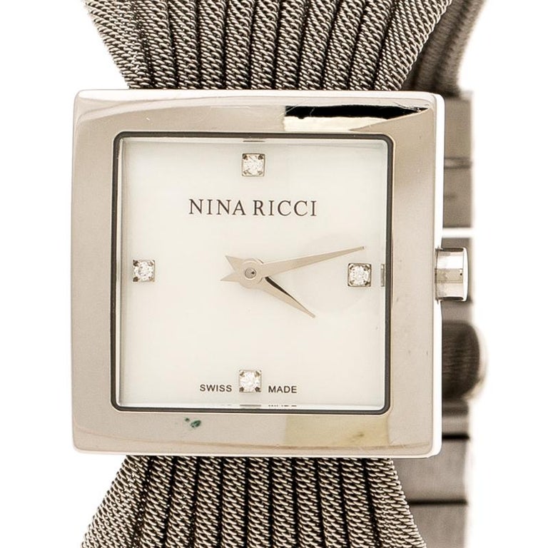 Nina Ricci White Mother of Pearl Stainless Women's N019.12 Quartz Watch ...