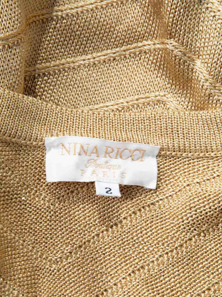 Nina Ricci Women's Gold Diagonal Striped Knit Cardigan For Sale at 1stDibs