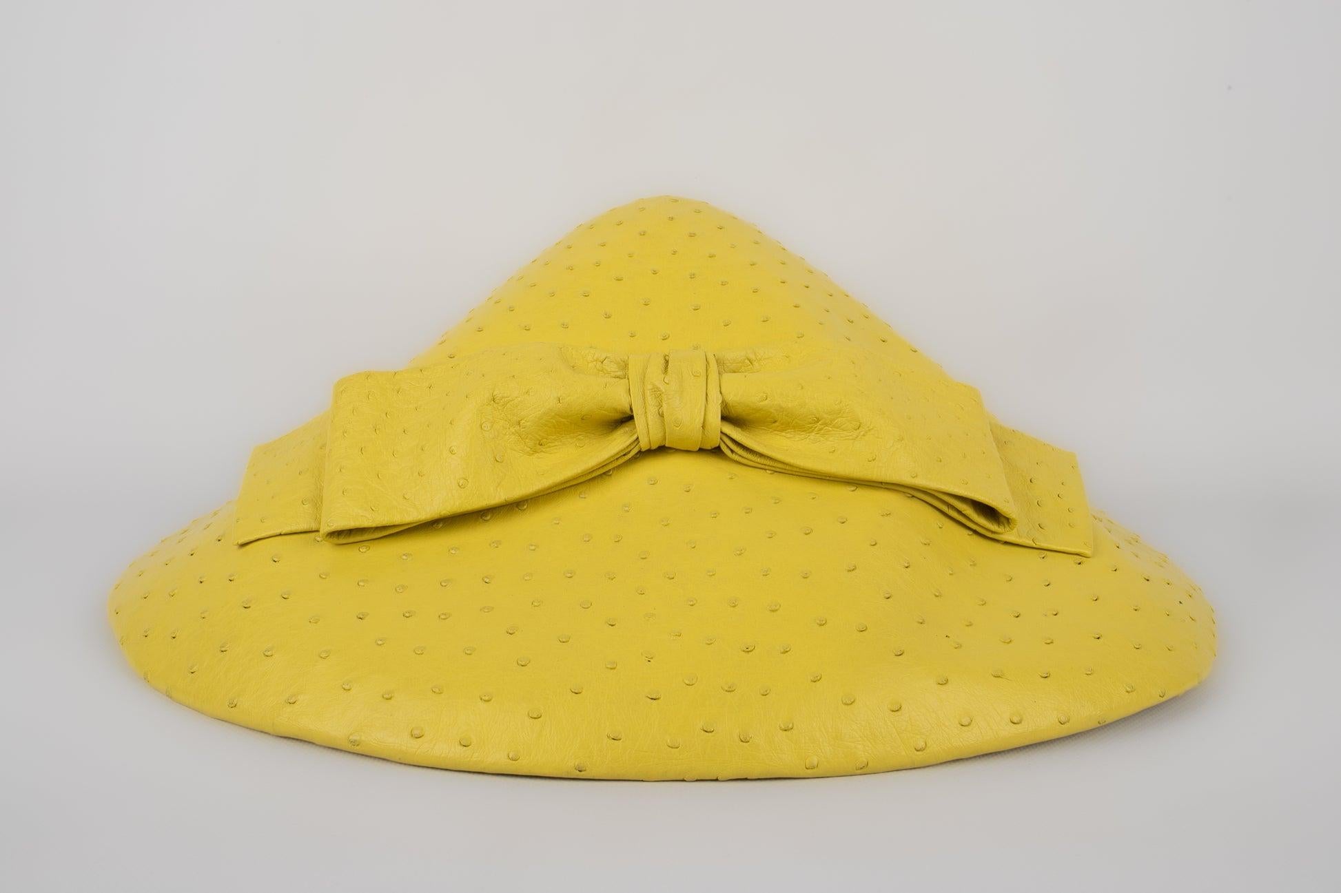 Nina Ricci Yellow Ostrich Leather Hat For Sale at 1stDibs