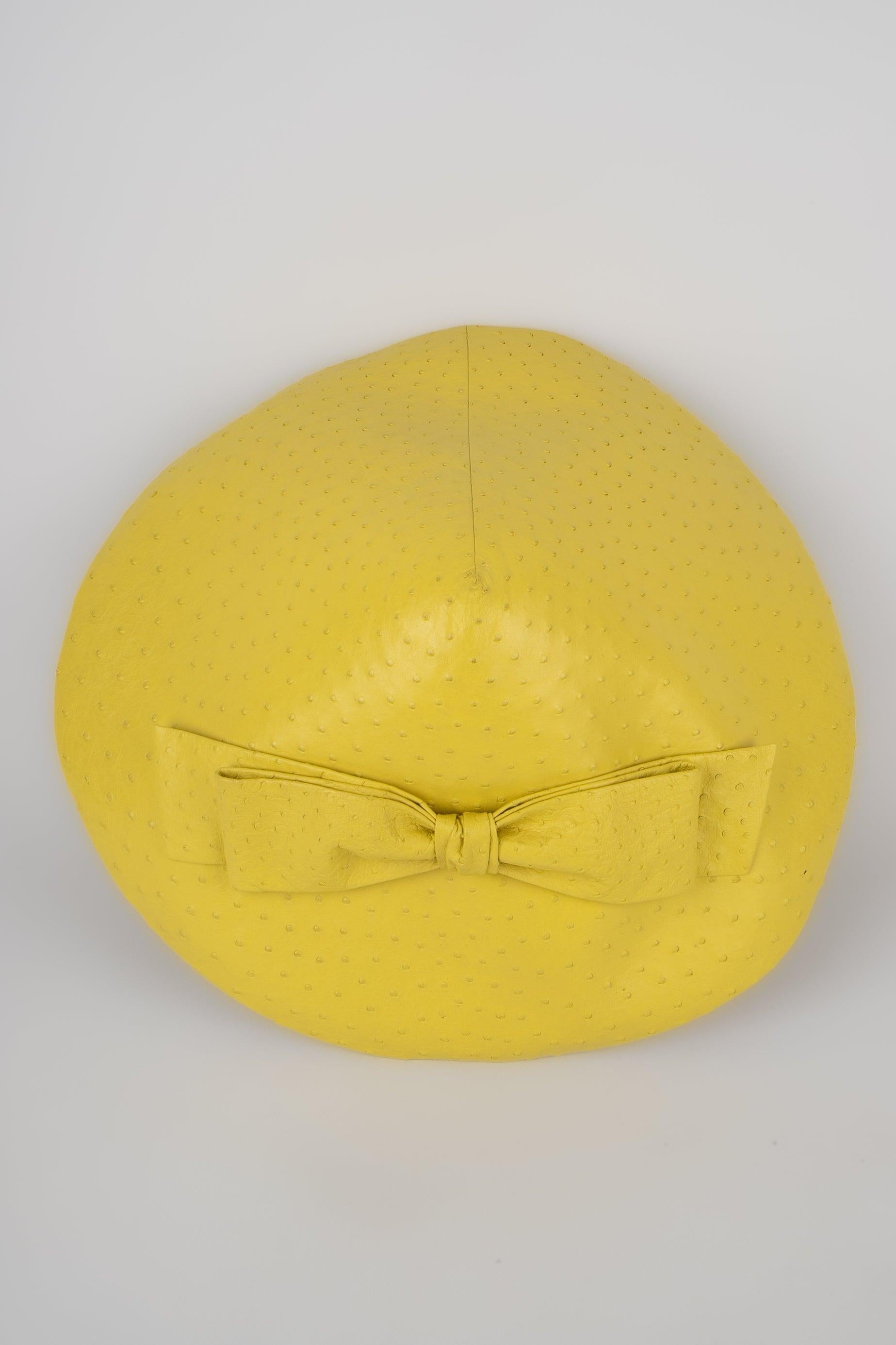 Nina Ricci Yellow Ostrich Leather Hat For Sale at 1stDibs