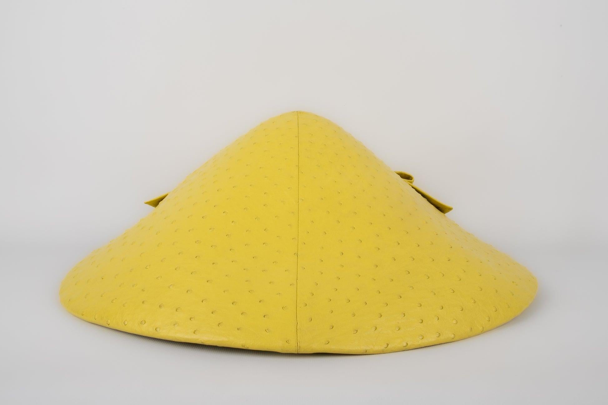 Nina Ricci Yellow Ostrich Leather Hat For Sale at 1stDibs