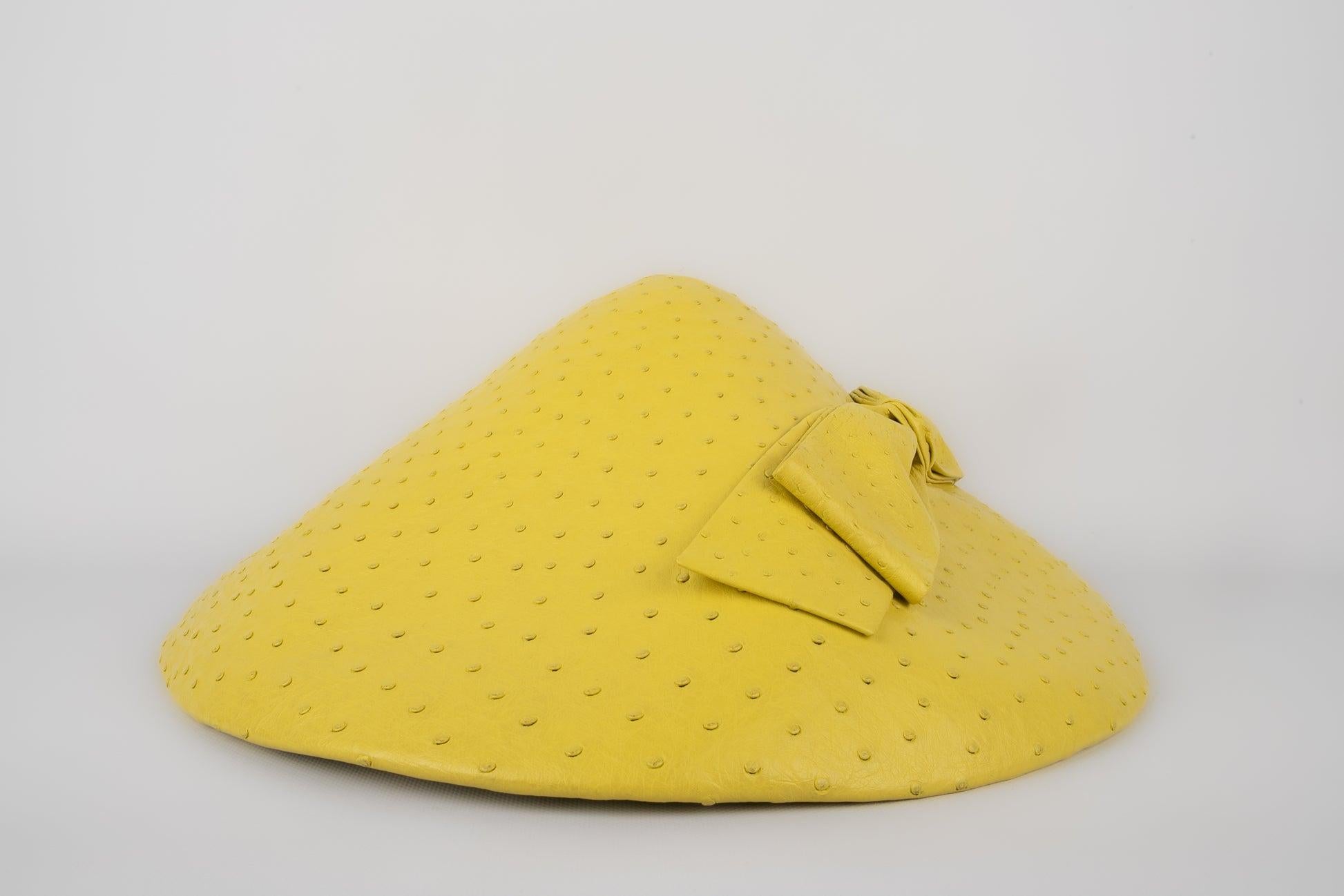 Nina Ricci Yellow Ostrich Leather Hat For Sale at 1stDibs