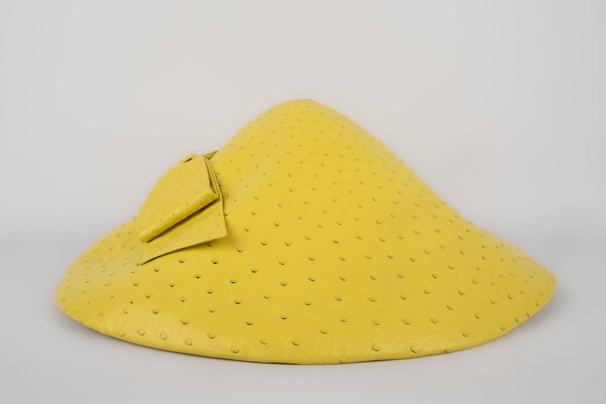 Nina Ricci Yellow Ostrich Leather Hat For Sale at 1stDibs